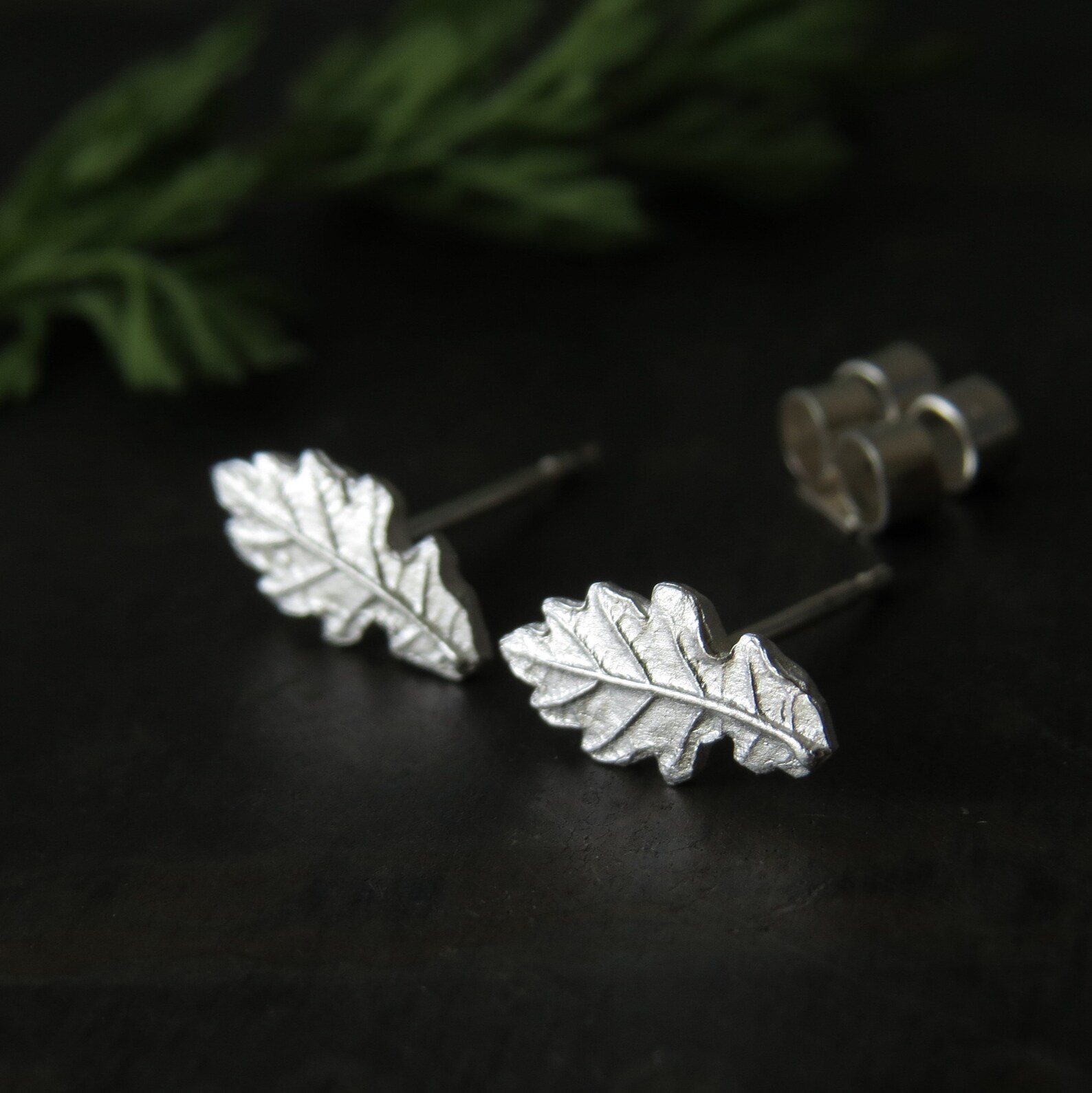 Oak Leaf Studs, Leaf Stud Earrings, Oak Leaf Earrings, Real Leaf ...