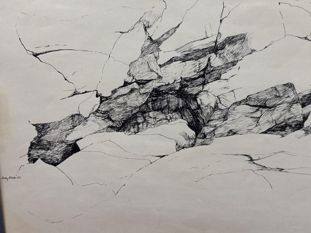 Sally B Hooff Ink Drawing “rock Study Halibut Bay” PEI Artist Original ...