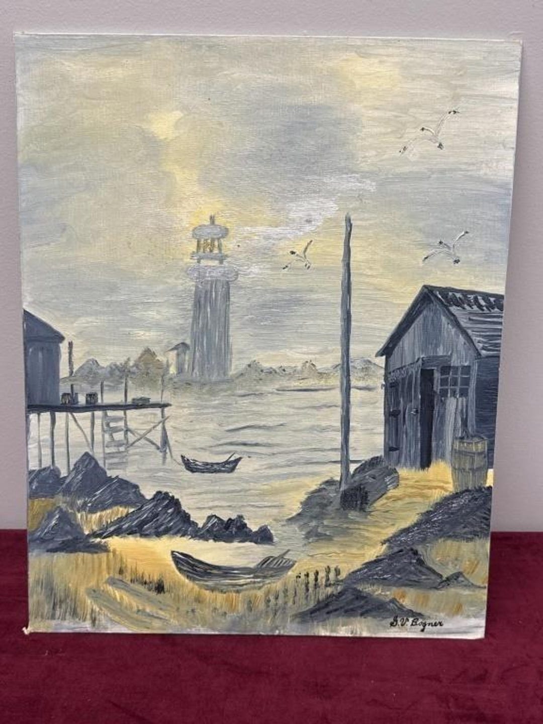 Gladys Bogner Original Oil Painting Lighthouse Coastal Scene PEI Artist ...