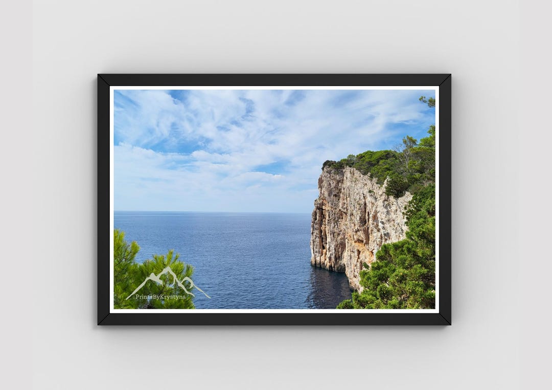 Coastal Cliff Wall Art, Ocean View Printable, Mediterranean Seascape ...