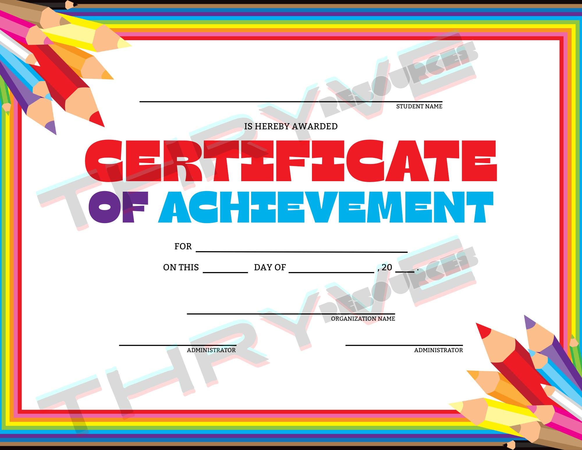 Editable Student Award Certificate Type 11 – Digital Download Template ...