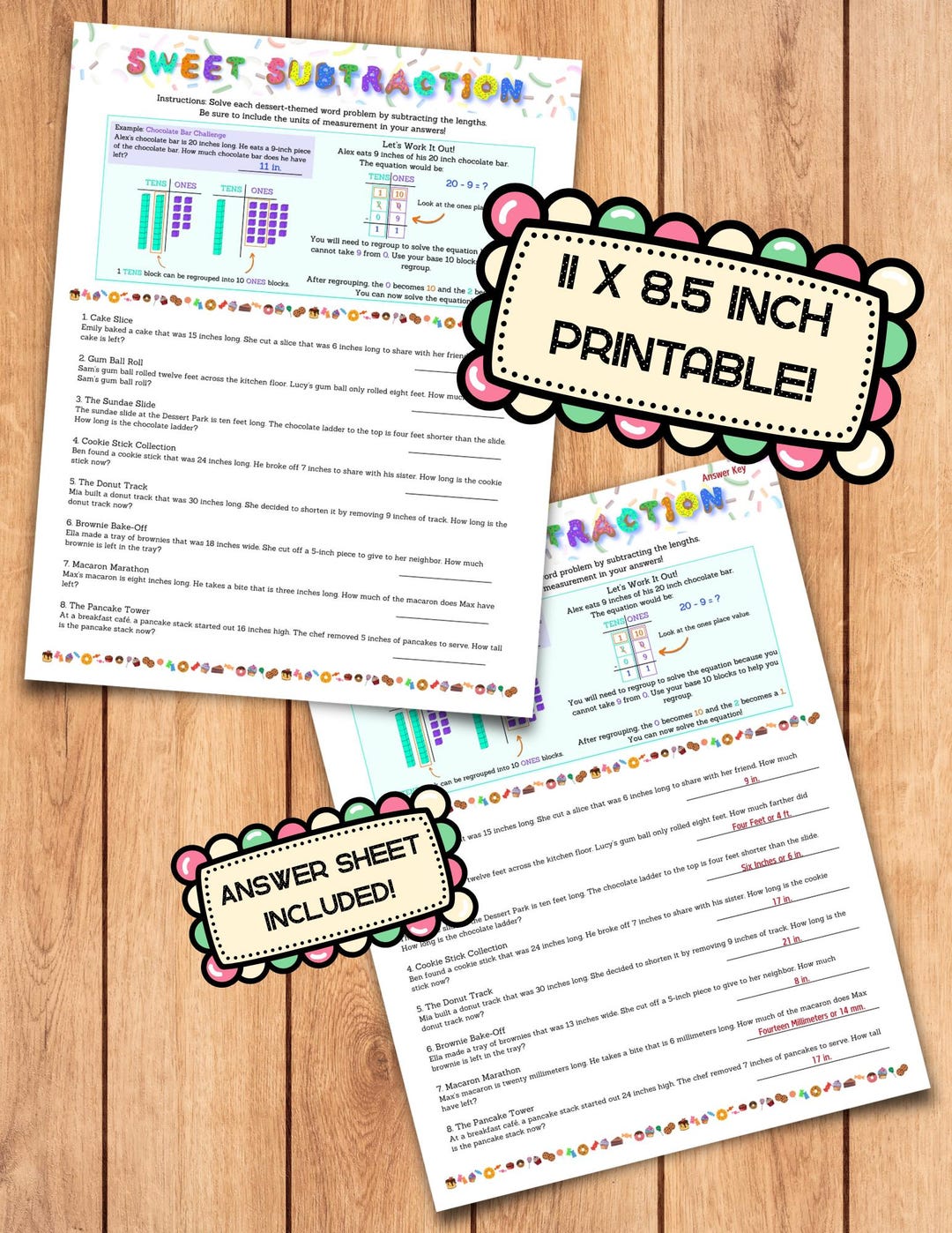 Sweet Subtraction - Simple Math Word Problems - Etsy