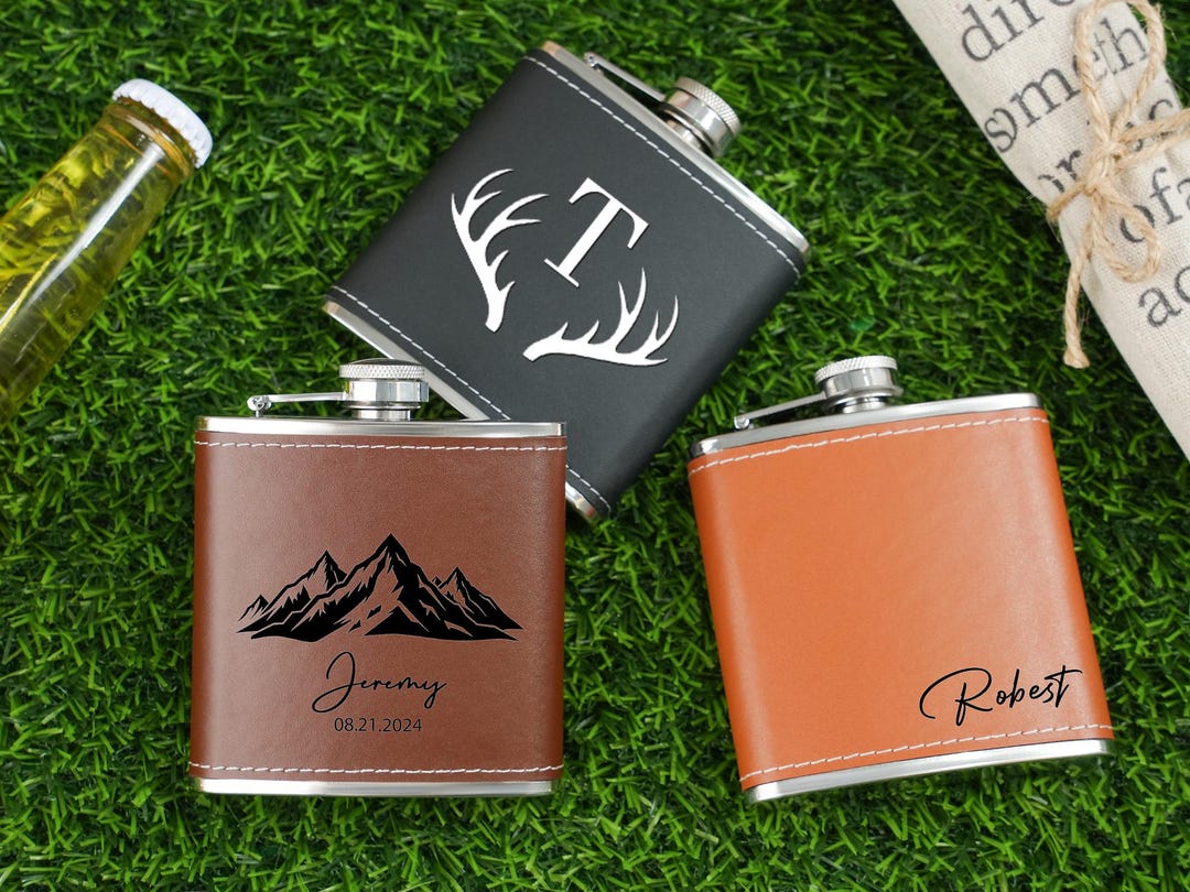 Personalized Leather Flask for Men, Groomsmen Gifts, Best Man Gifts ...