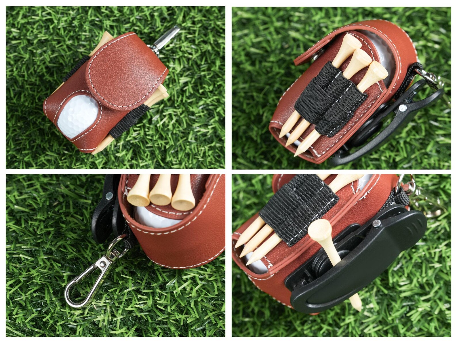 Golf Ball Leather Pouch With Tee Holder, Personalized Travel Organizer ...