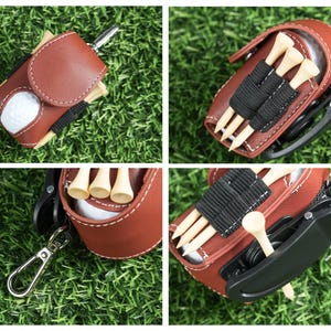 Golf Ball Leather Pouch With Tee Holder, Personalized Travel Organizer ...