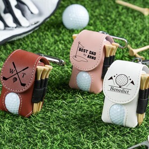 Golf Ball Leather Pouch With Tee Holder, Personalized Travel Organizer ...