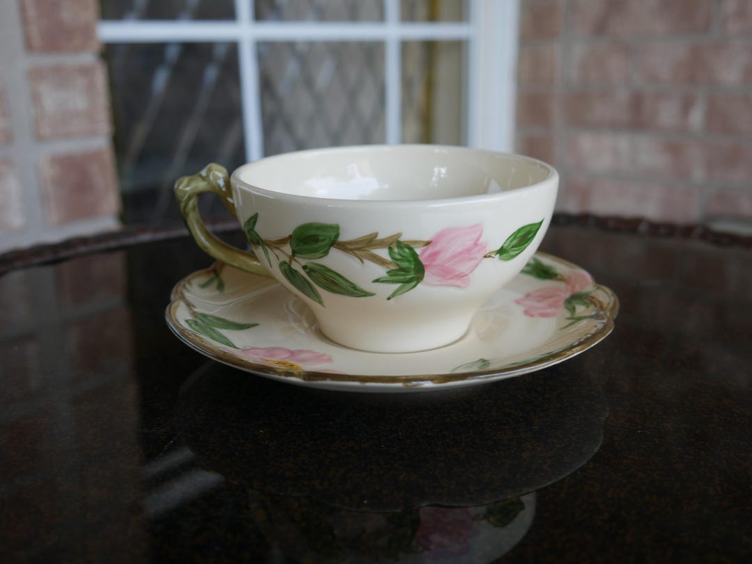 One Single Flat Cup & Saucer Set Desert Rose (USA Backstamp) by ...