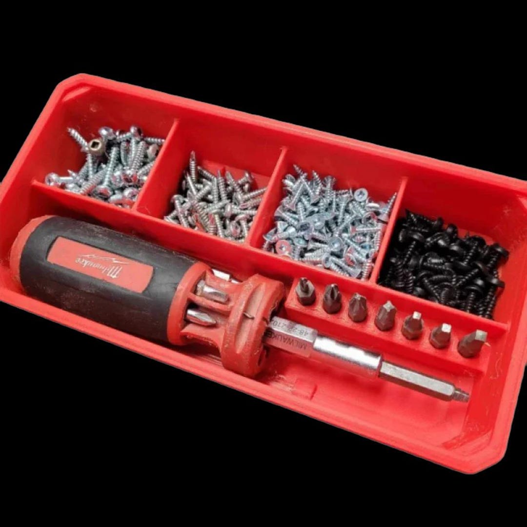 Milwaukee Packout - Long Shallow Bin With Hex Holders and Storage Bins ...