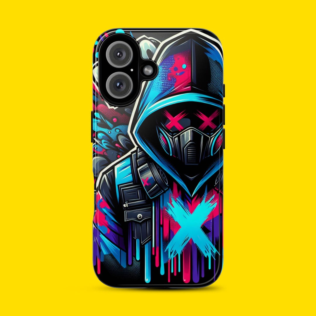 Cyberpunk Neon Hood X iPhone Case, Futuristic Street Art Phone Cover ...