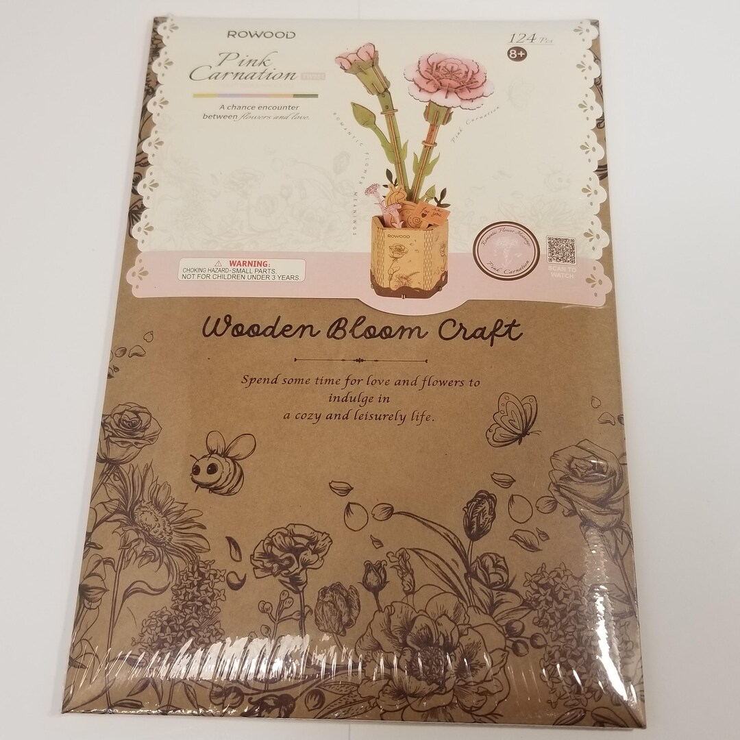 Rowood - Pink Carnation Wooden Flower Bloom DIY 3D Craft Kit (TW051) - Etsy