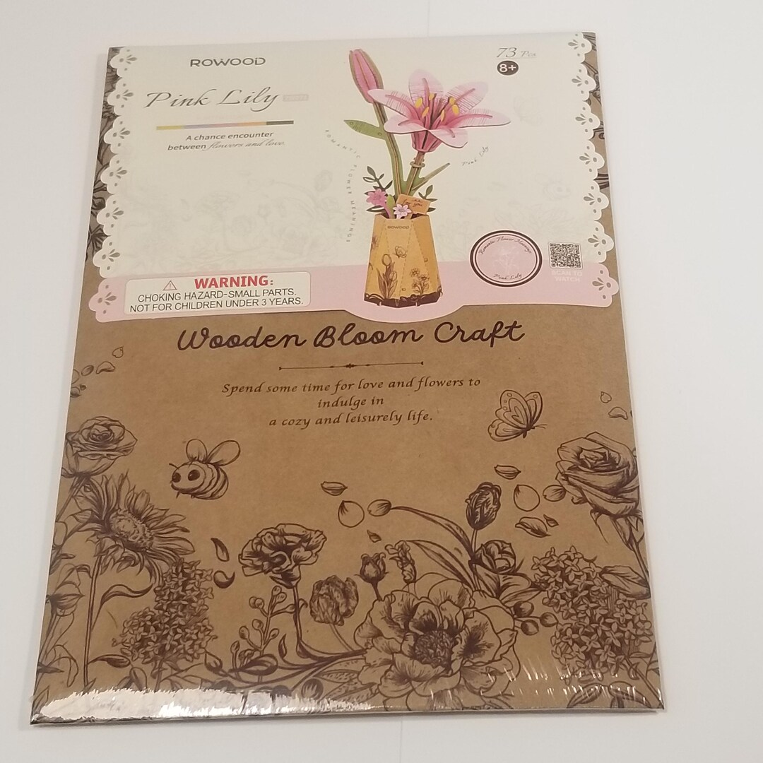 Rowood - Pink Lily Wooden Flower Bloom DIY 3D Craft Kit (TW071) - Etsy