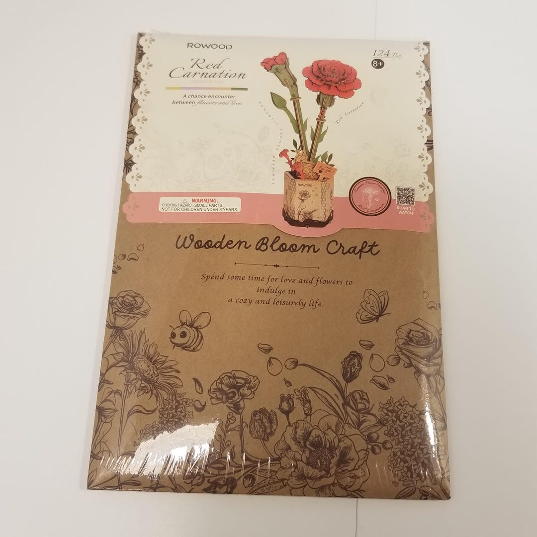 Rowood - Red Carnation Wooden Flower Bloom DIY 3D Craft Kit (TW052) - Etsy