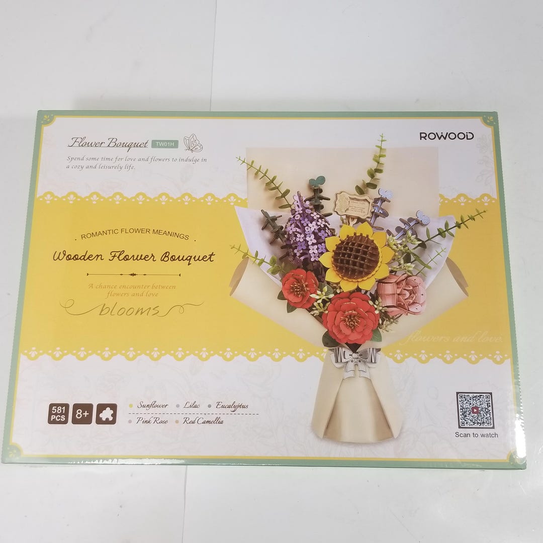 Rowood - Wooden Flower Bouquet DIY 3D Craft Kit (TW01H) - Etsy