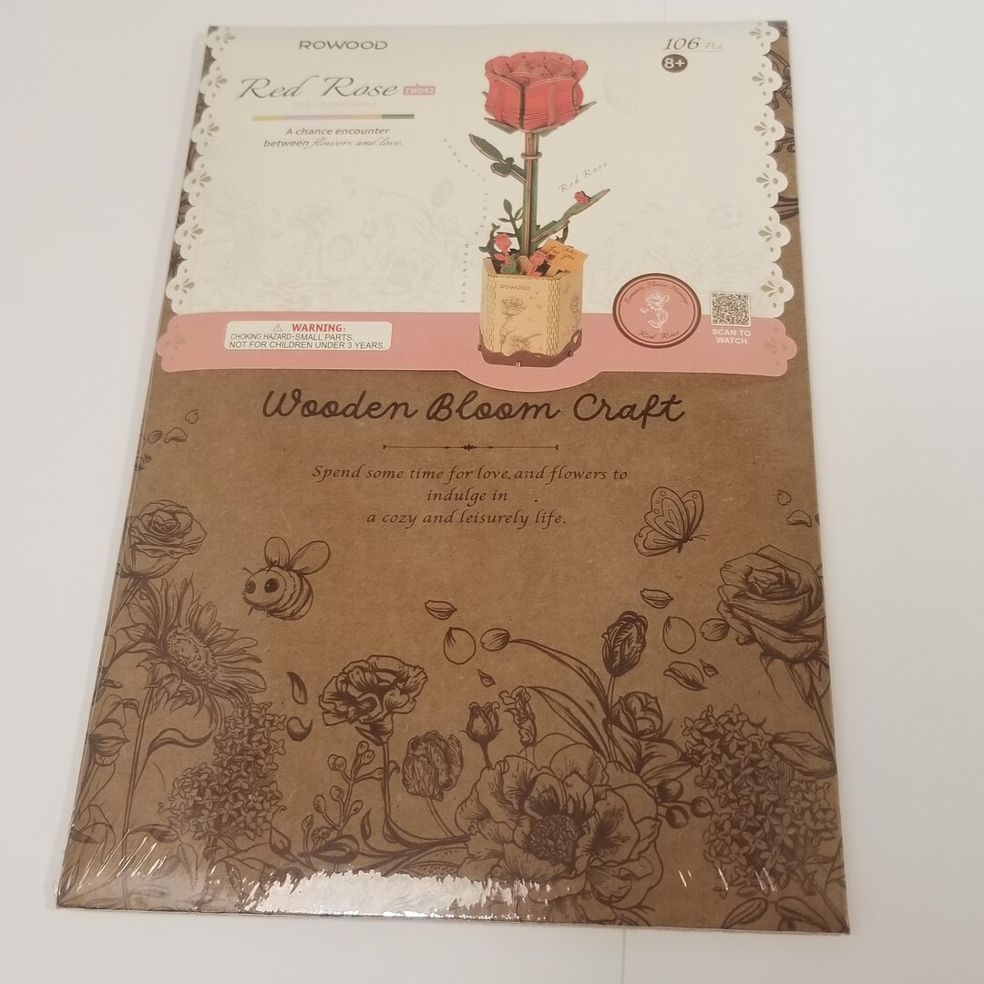Rowood - Red Rose Wooden Flower Bloom DIY 3D Craft Kit (TW042) - Etsy