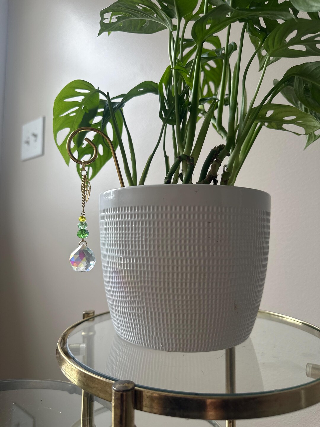 Sun Catcher Plant Charm - Handmade Crystal Glass Bead Plant Charm - Etsy