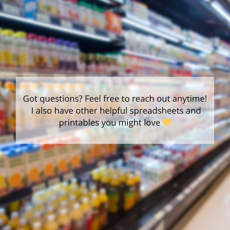 Grocery List Spreadsheet: Editable Meal Planner (excel & Google Sheets ...