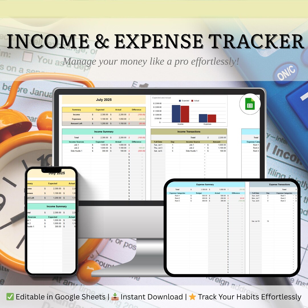 2025 Financial Dashboard | Digital Income/expense Tracker | Google ...