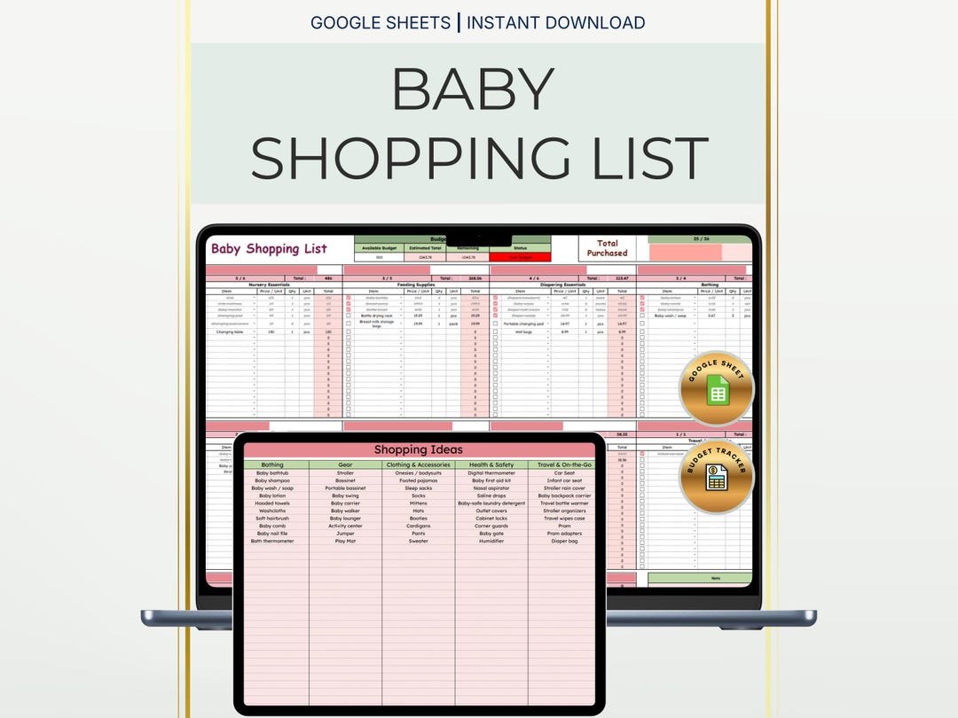 Baby Budget Planner Spreadsheet, Newborn Preparation Guide, Baby ...