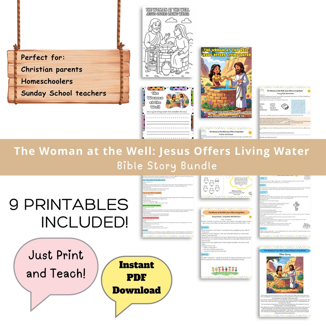 The Woman at the Well Bible Story Bundle: Kids Lesson Plan (PDF ...