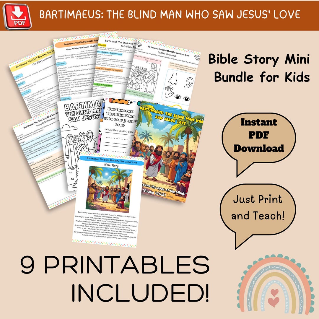 Blind Bartimaeus Bible Story Bundle: Kids Lesson Plan (PDF Download) - Etsy