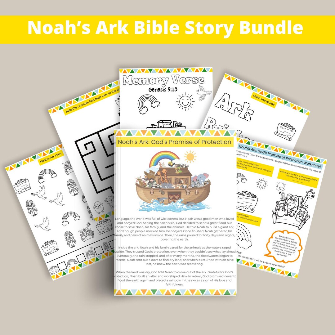 Noah's Ark Bible Story Bundle for Children, Sunday School Bible ...