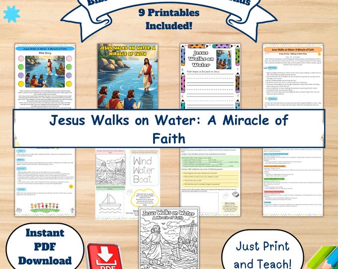Jesus Walks on Water, Bible Story Poster, Jesus Miracles, Church ...