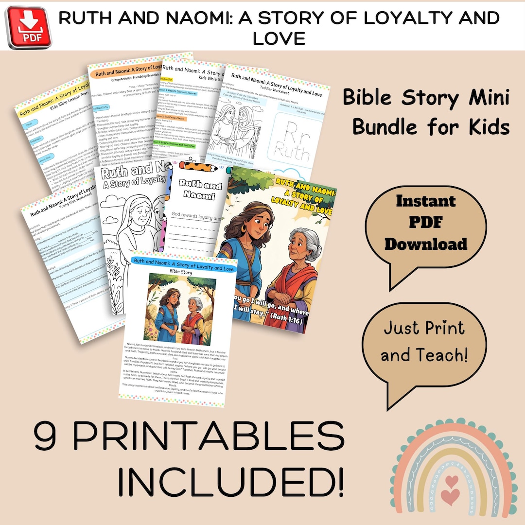 Ruth and Naomi Bible Story Bundle for Kids | Lesson Plan, Coloring Page ...