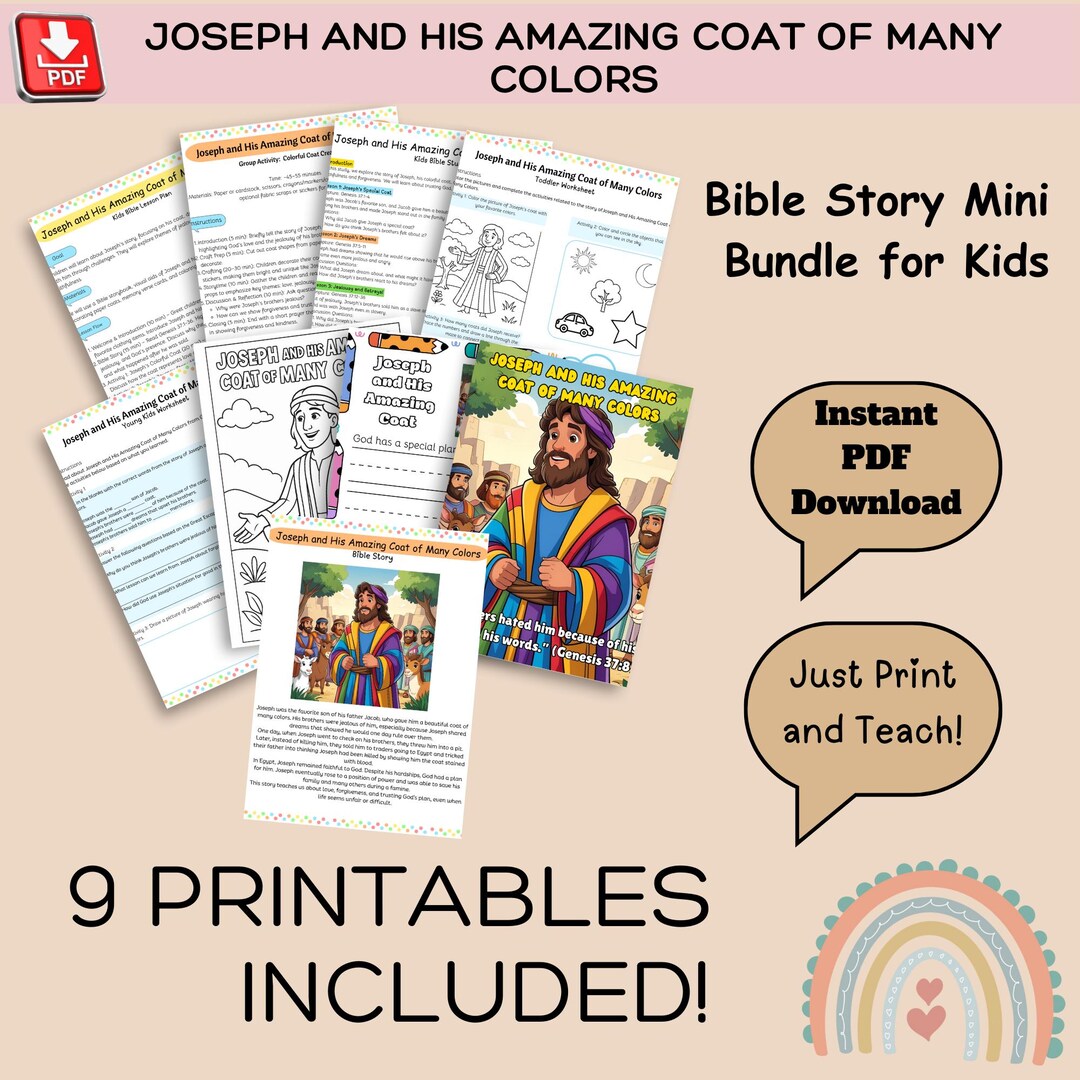 Joseph's Coat Bible Story Bundle | Kids Lesson Plan (PDF Download) - Etsy