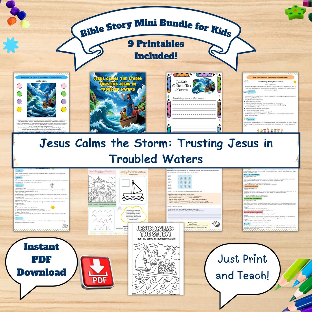 Jesus Calms the Storm Bible Story Bundle Kids Lesson Plan (PDF Download ...