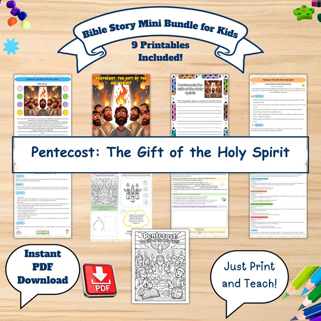 Pentecost, the Gift of the Holy Spirit Bible Story Bundle With Kids ...