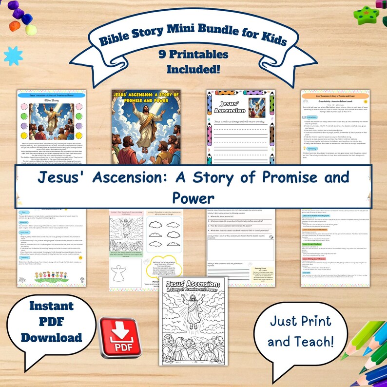 Jesus' Ascension Bible Story Bundle With Kids Activities (PDF Download ...