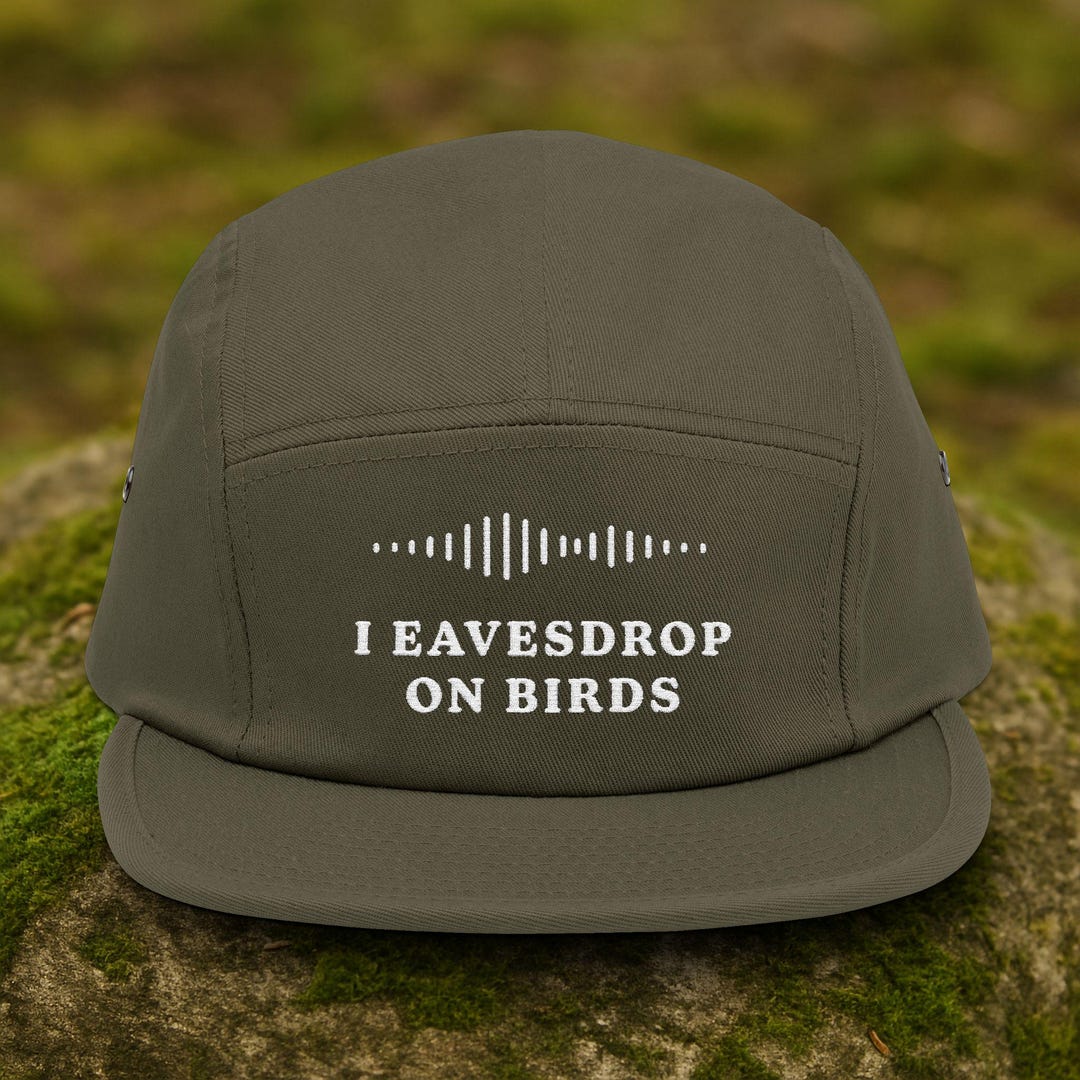 Vintage Birding Cap - I Eavesdrop on Birds, Embroidered 5 Panel Hat ...