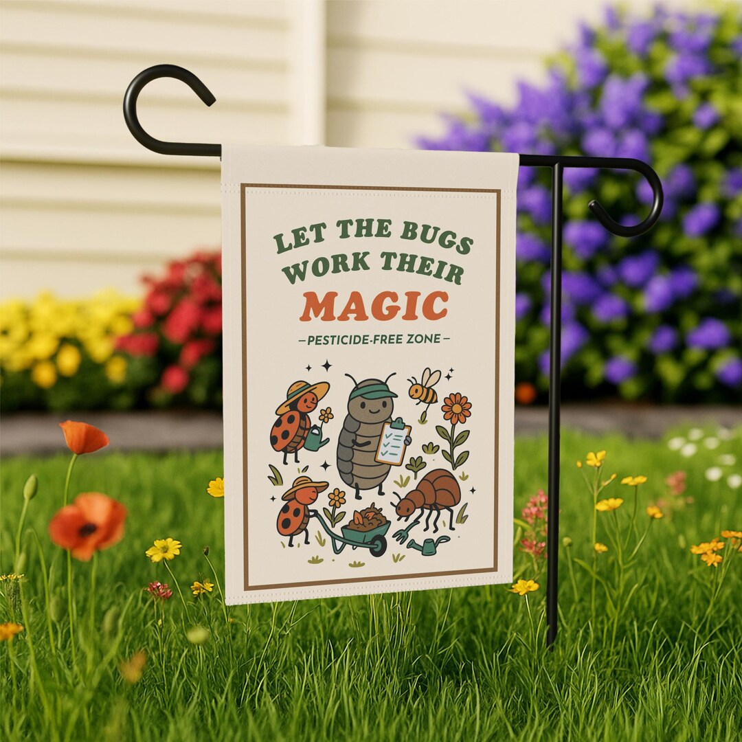 Cute Pesticide-free Zone Flag for Organic Gardens & Pollinator Friendly ...