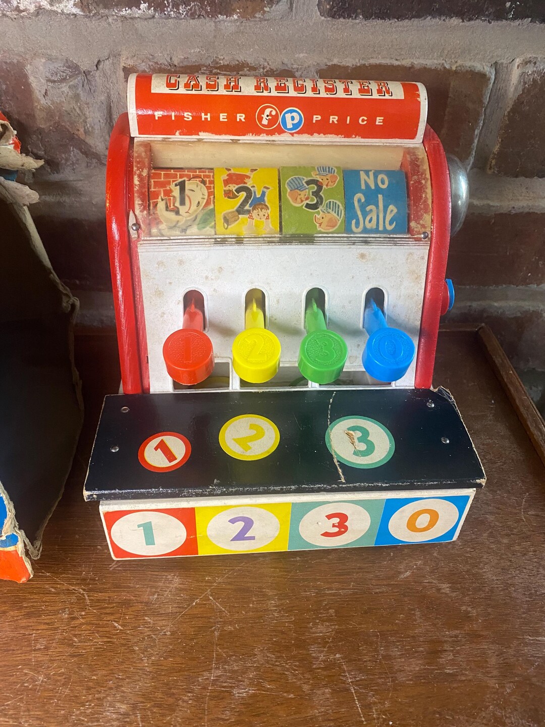 Vintage 1960s Fisher Price Wood CASH REGISTER Toy W/ Coins and Box ...