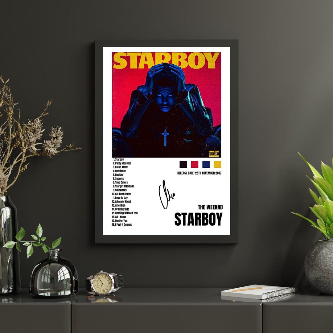 STARBOY the Weeknd Digital Print Poster - Album Cover With Tracklist ...