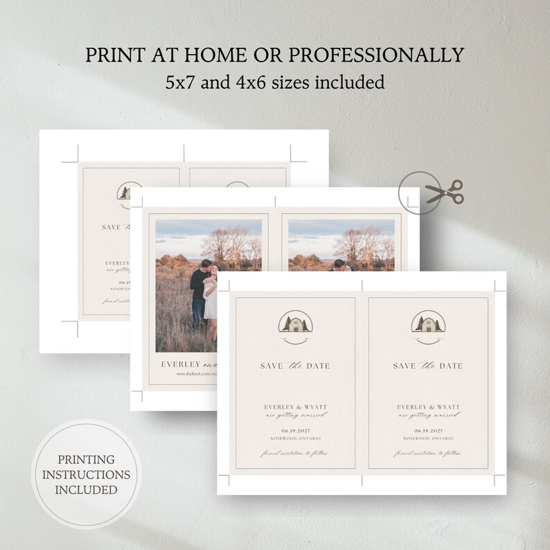 Photo Save the Date Template Canva Digital Country Save the Date Rustic ...