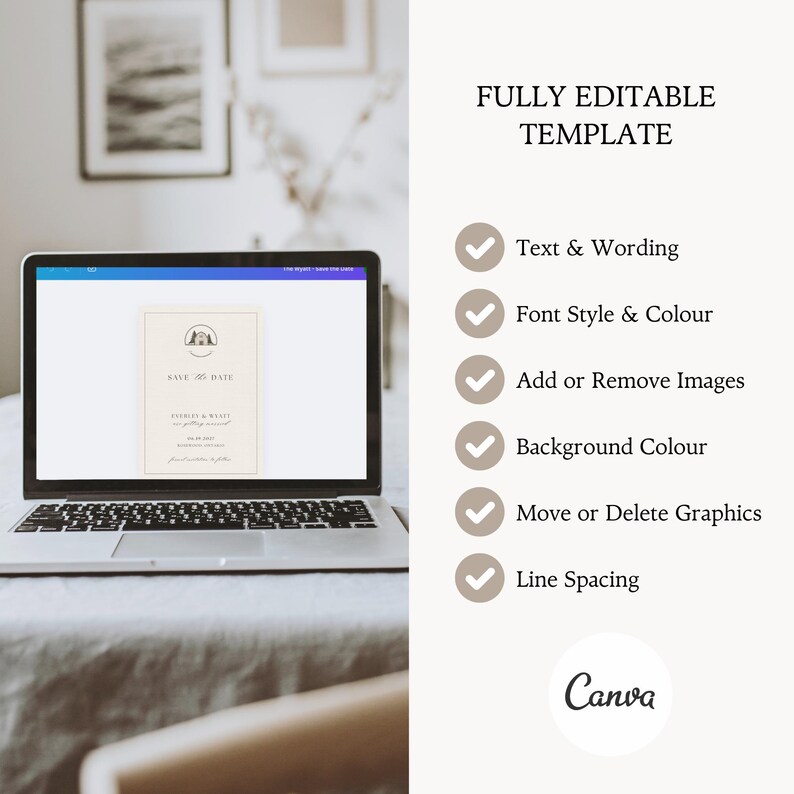 Photo Save the Date Template Canva Digital Country Save the Date Rustic ...