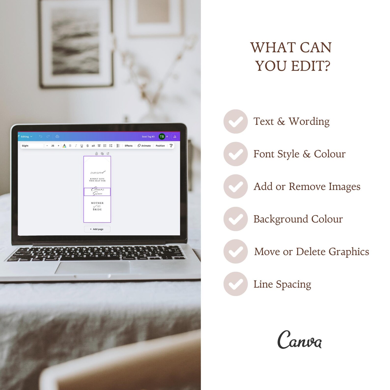 Wedding Seat Reservation Tag Printable Ceremony Seat Tag Mother of the ...