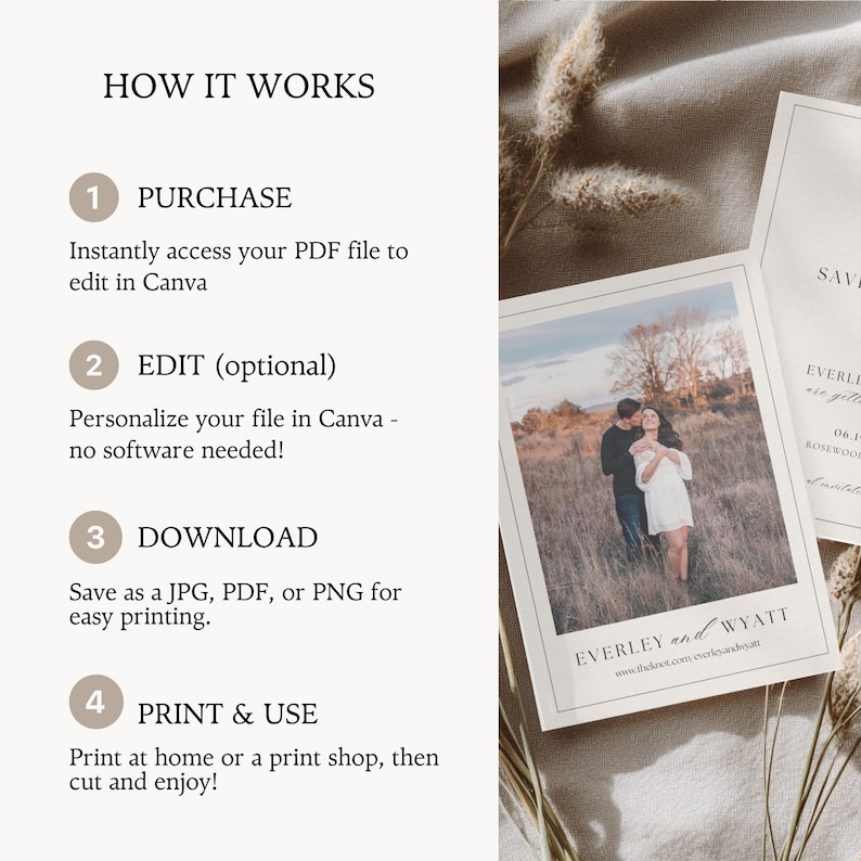 Photo Save the Date Template Canva Digital Country Save the Date Rustic ...