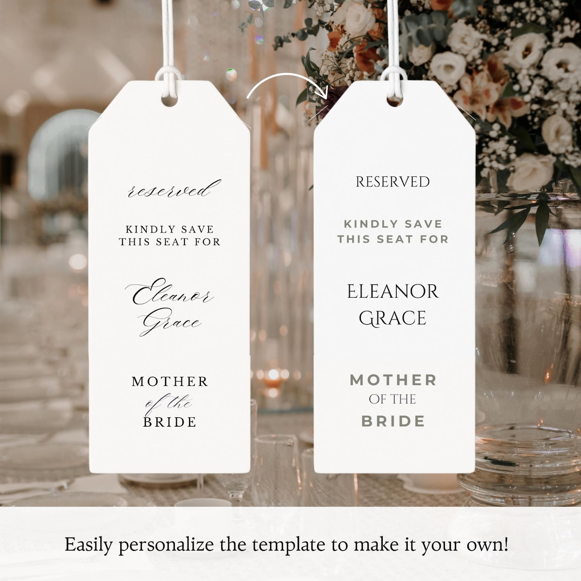 Wedding Seat Reservation Tag Printable Ceremony Seat Tag Mother of the ...