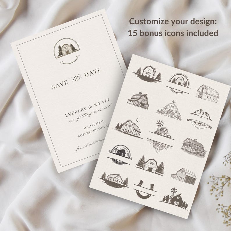 Photo Save the Date Template Canva Digital Country Save the Date Rustic ...