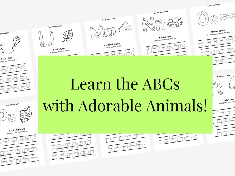 ABC Book Nature Edition, Alphabet Tracing Worksheets for Kids ...