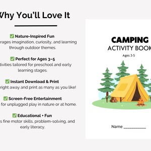 Camping Activity Book for Kids 3 to 5 Years, Camping Themed Activity ...