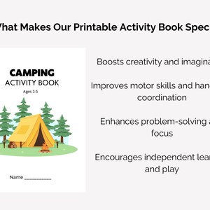 Camping Activity Book for Kids 3 to 5 Years, Camping Themed Activity ...