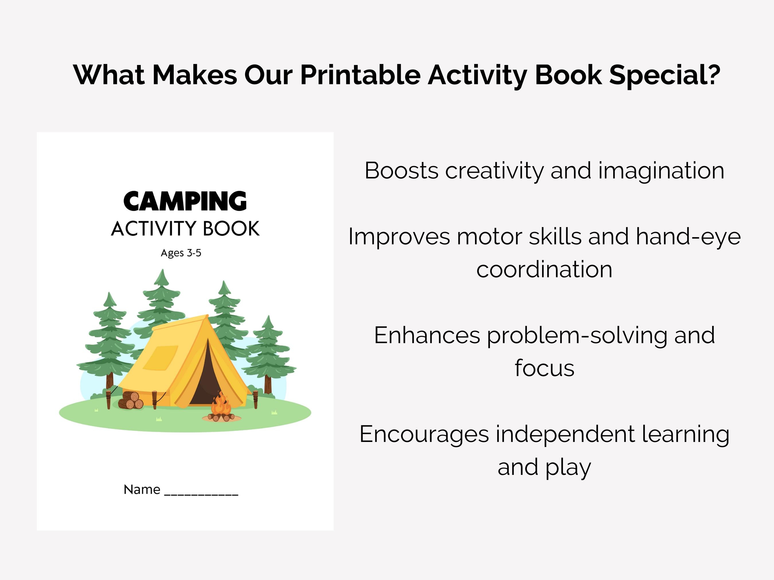 Camping Activity Book for Kids 3 to 5 Years, Camping Themed Activity ...