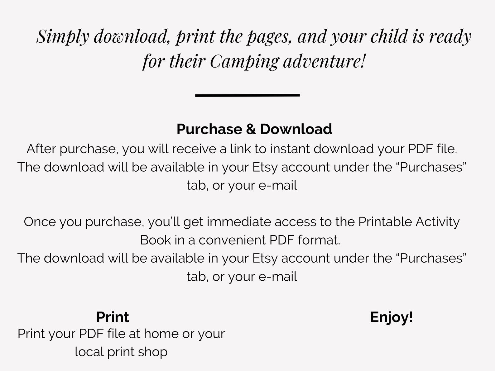 Camping Activity Book for Kids 3 to 5 Years, Camping Themed Activity ...