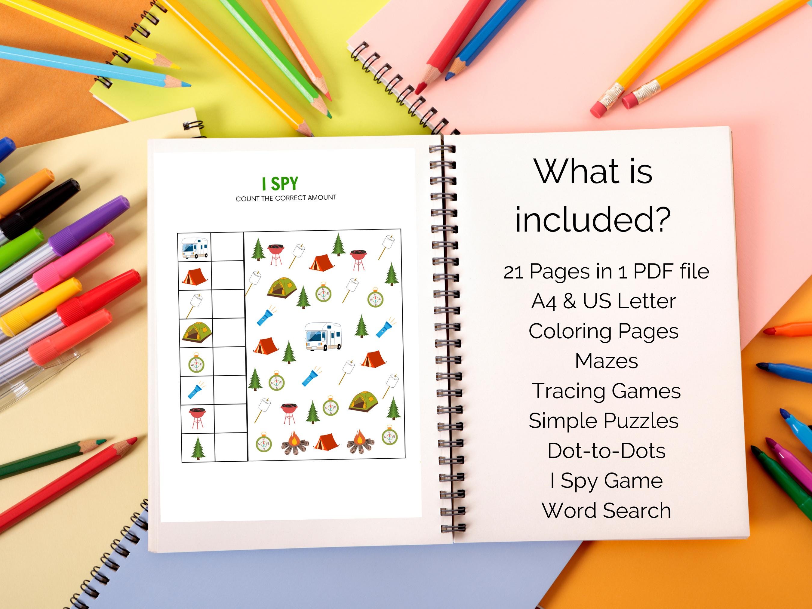 Camping Activity Book for Kids 3 to 5 Years, Camping Themed Activity ...