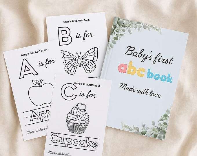 Printable ABC Coloring Book Baby Shower Activity, Digital Download Baby ...