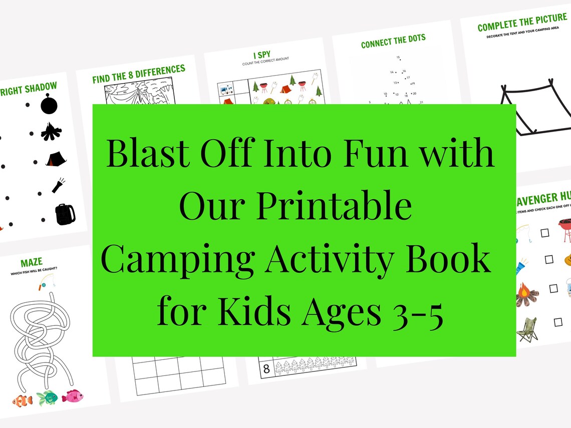 Camping Activity Book for Kids 3 to 5 Years, Camping Themed Activity ...