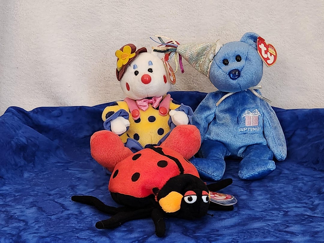 Ty Beanie Baby Juggles the Clown Birthday Bear September or Beanie Baby ...